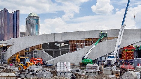 Custom formwork and box-outs precisely form sweeping curves of unique ...